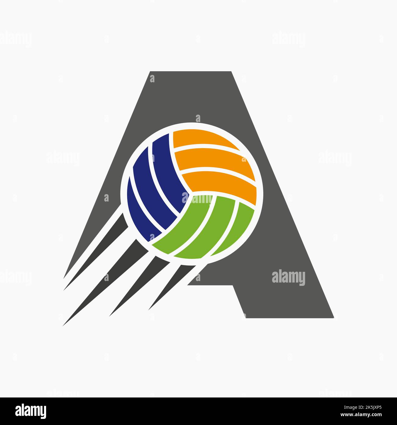 Initial Letter A Volleyball Logo Concept With Moving Volley Ball Icon ...