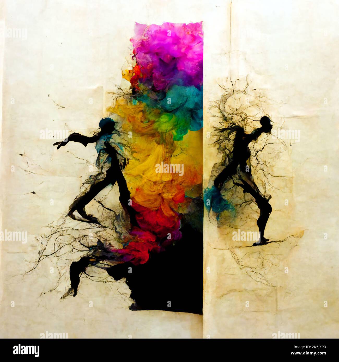 A sequence of ink blot art images based on color, a central shape and ...