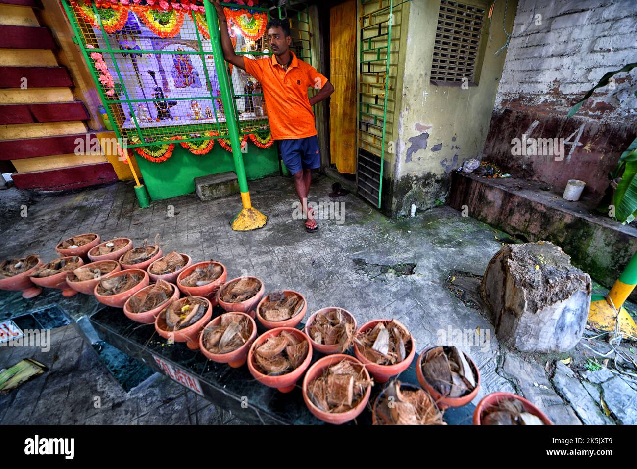 Kolkata, India. 06th Oct, 2022. Dhunuchi (incense burner) seen placed ...