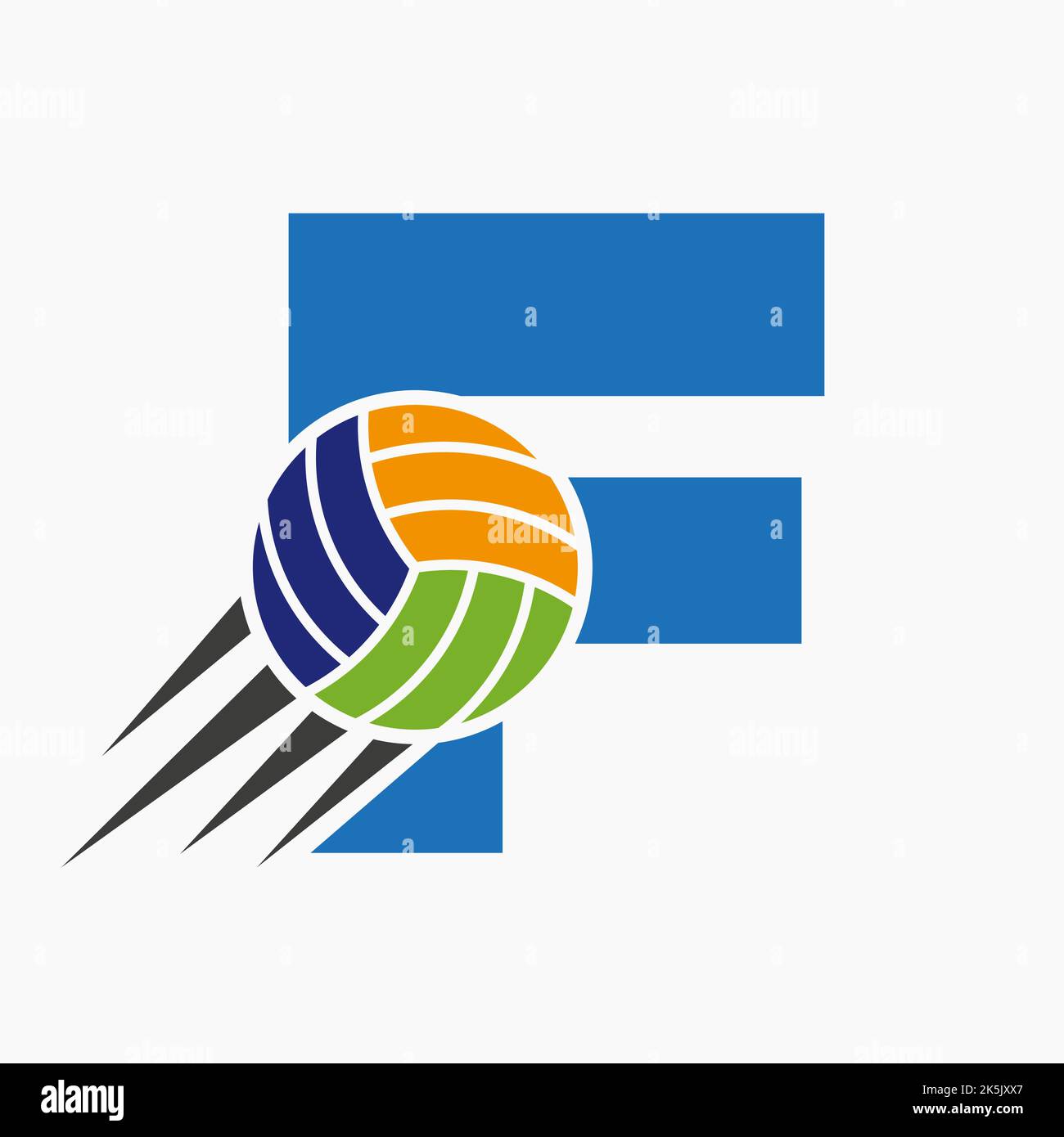 Initial Letter F Volleyball Logo Concept With Moving Volley Ball Icon ...