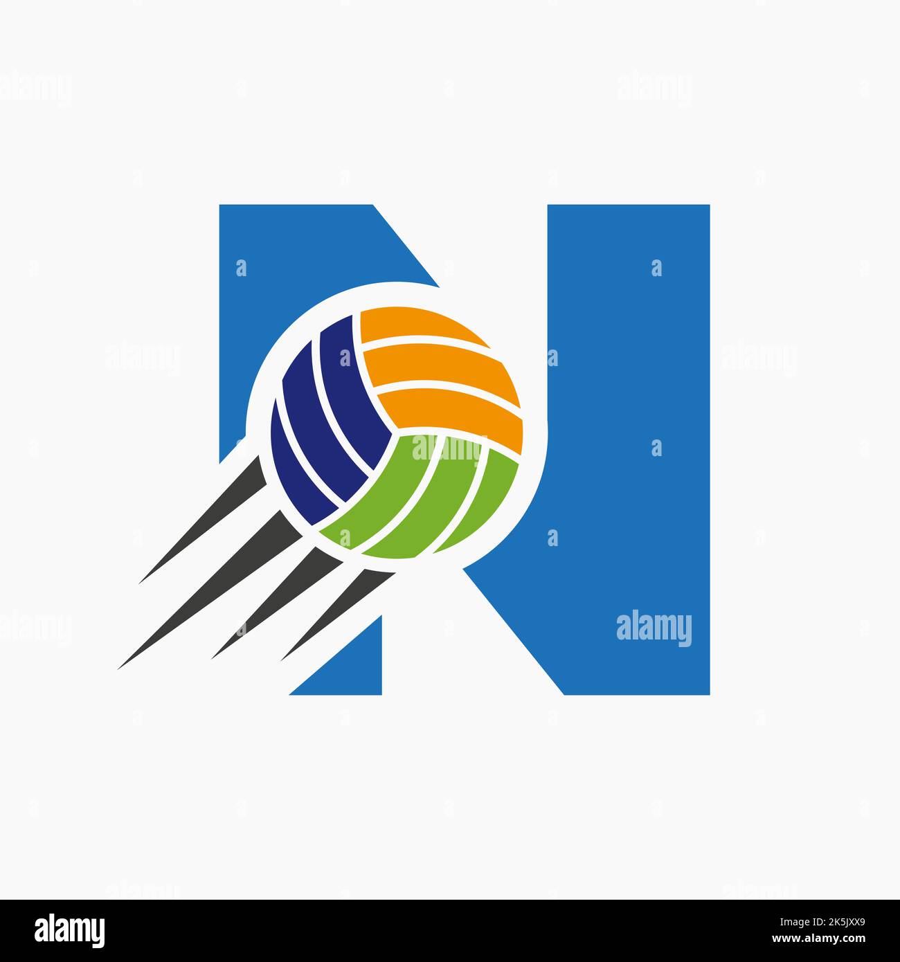 Initial Letter N Volleyball Logo Concept With Moving Volley Ball Icon ...