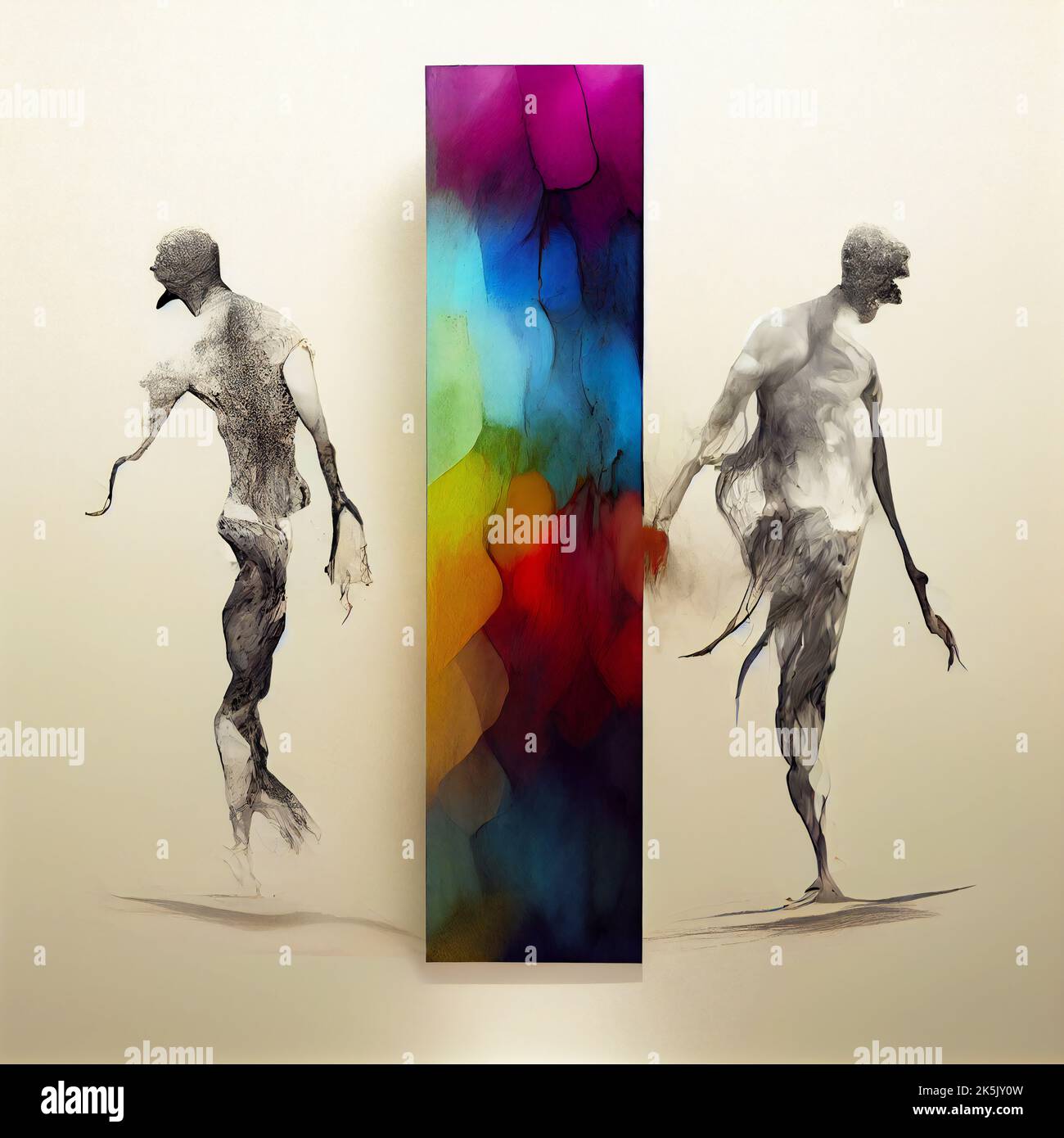 A sequence of ink blot art images based on color, a central shape and ...