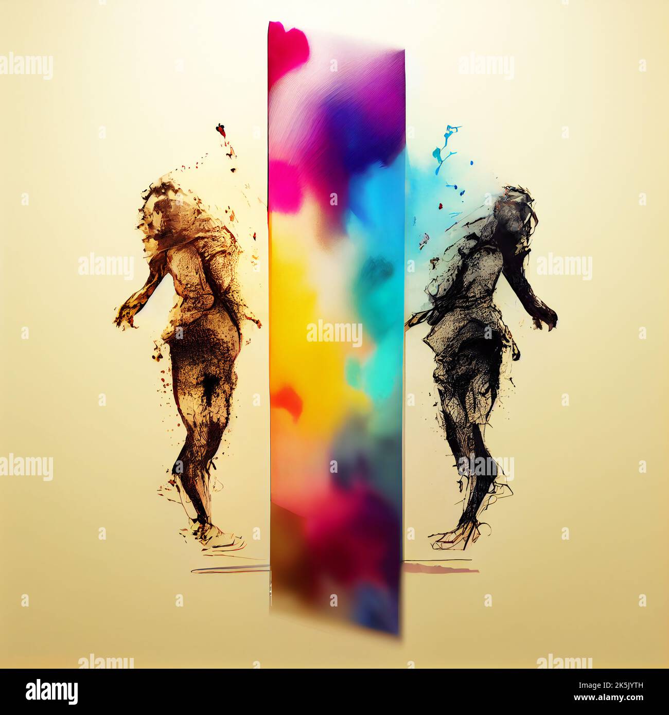 A sequence of ink blot art images based on color, a central shape and ...