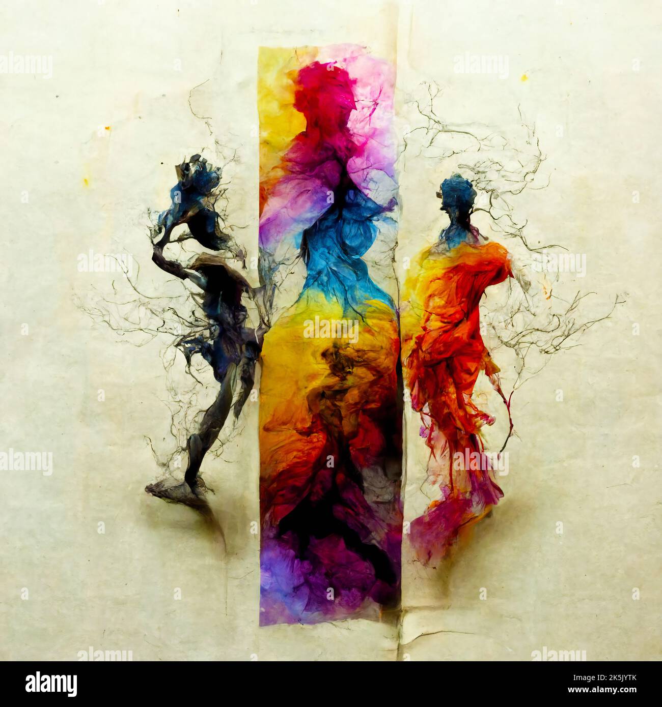 A sequence of ink blot art images based on color, a central shape and ...