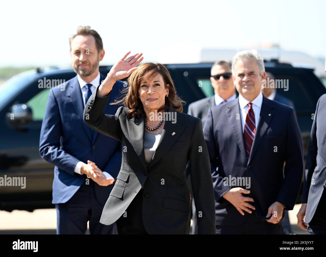 U.S. Vice President KAMALA HARRIS arrives at the Austin airport with ...