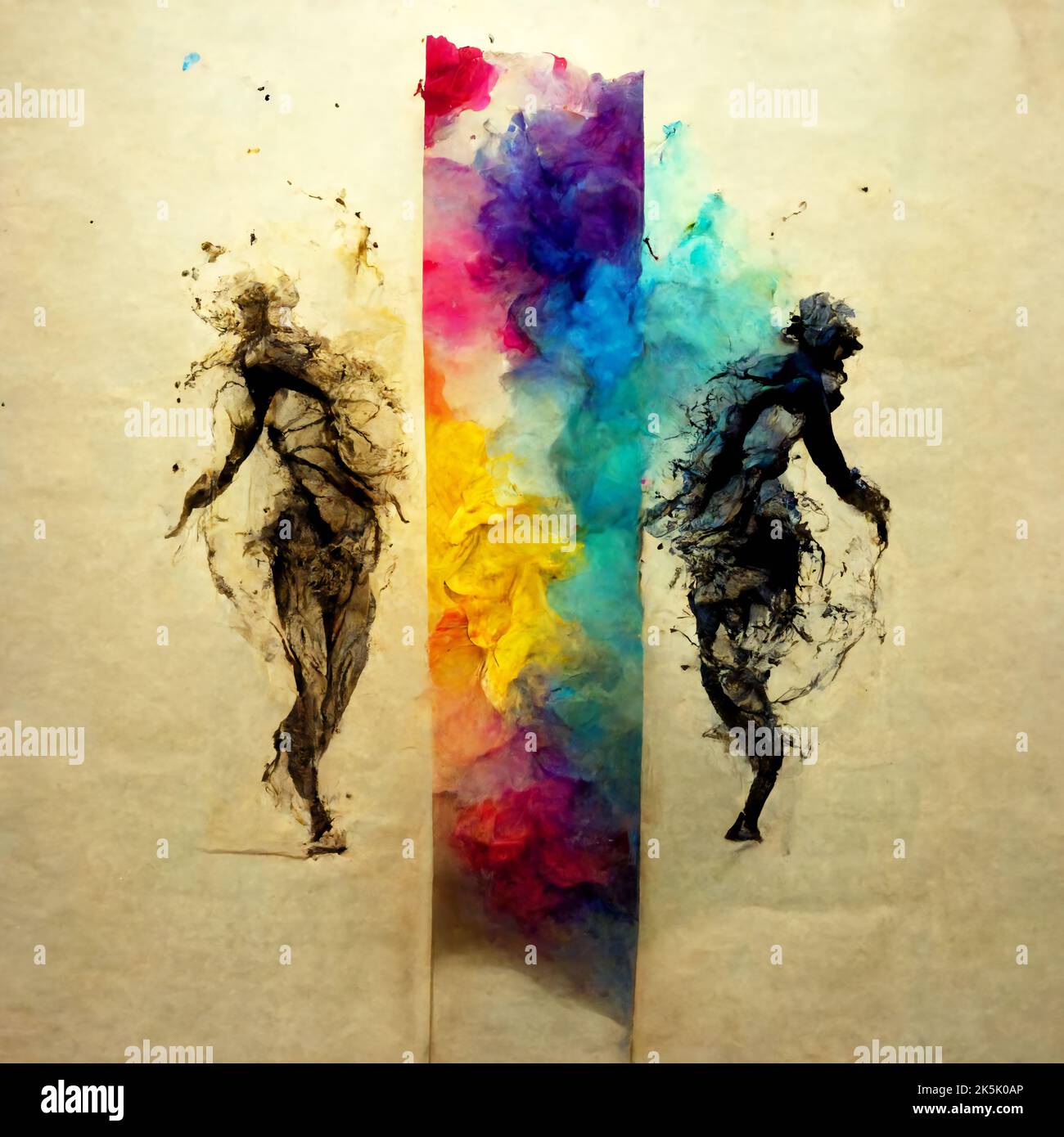 A sequence of ink blot art images based on color, a central shape and ...