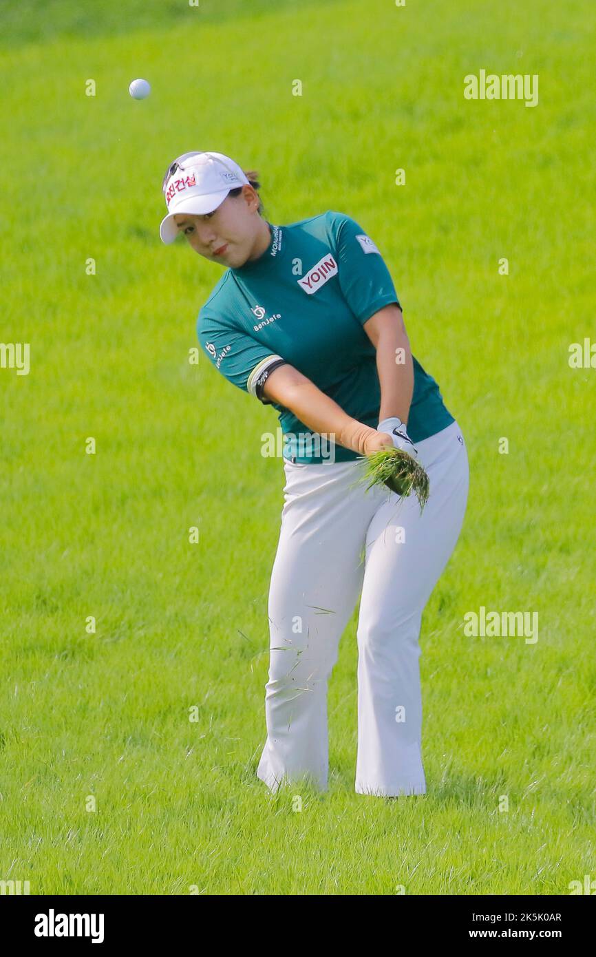 Aug 26, 2022-Chuncheon, South Korea-Hong Ji Won action on the 4th hall ...