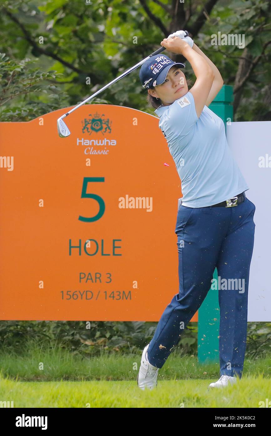 Aug 26, 2022-Chuncheon, South Korea-Jung Hee Won action on the 5th hall during an Hanhwa Classic ...