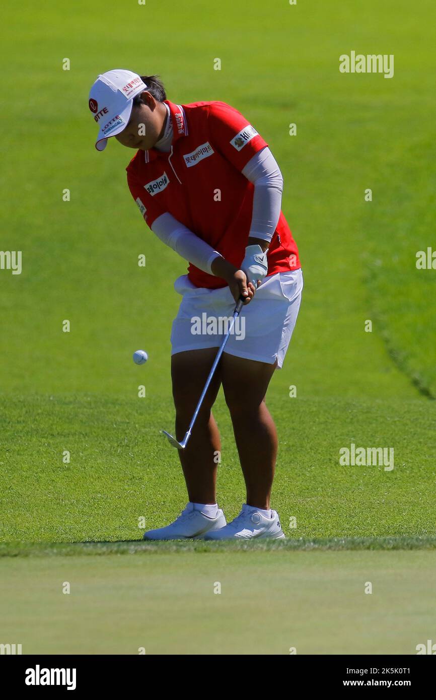 Aug 27, 2022-Chuncheon, South Korea-Ha Min Song action on the 8th hall ...