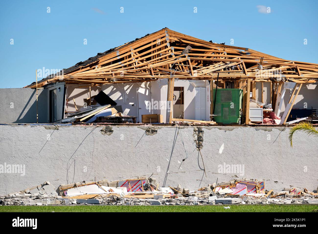 Severely damaged house after hurricane Ian in Florida mobile home ...