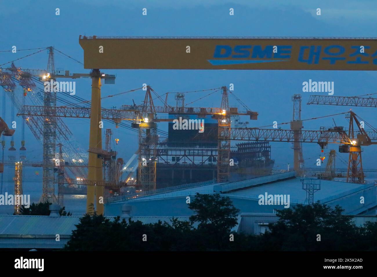 Sep 5, 2022-Geoje, South Korea-General seen near Daewoo Shipbuilding and Marine Engineering yard ...