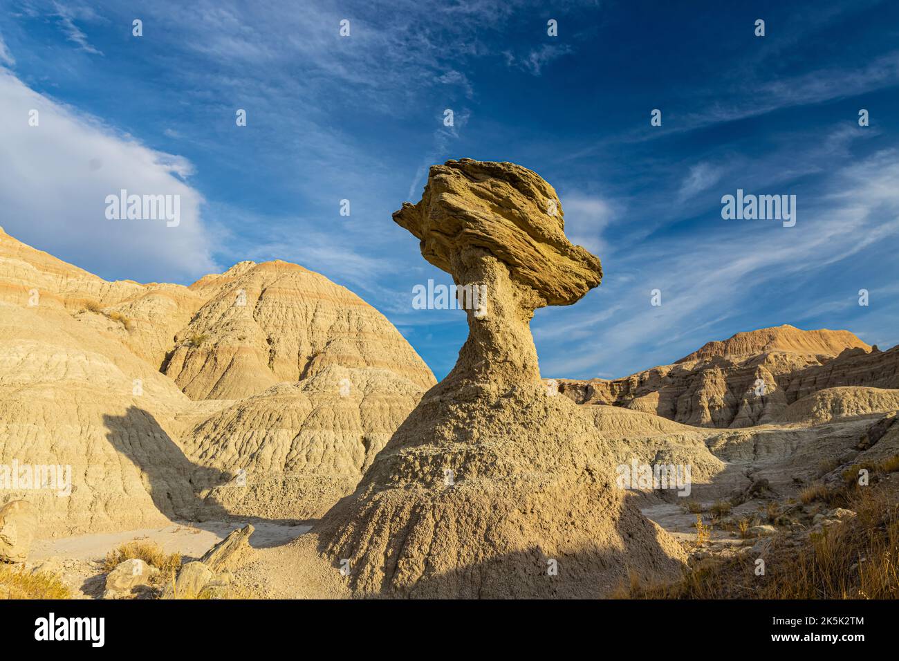 Toadstool Rock and The Peaks of Norbeck Pass, Badlands National Park, South Dakota, USA Stock ...