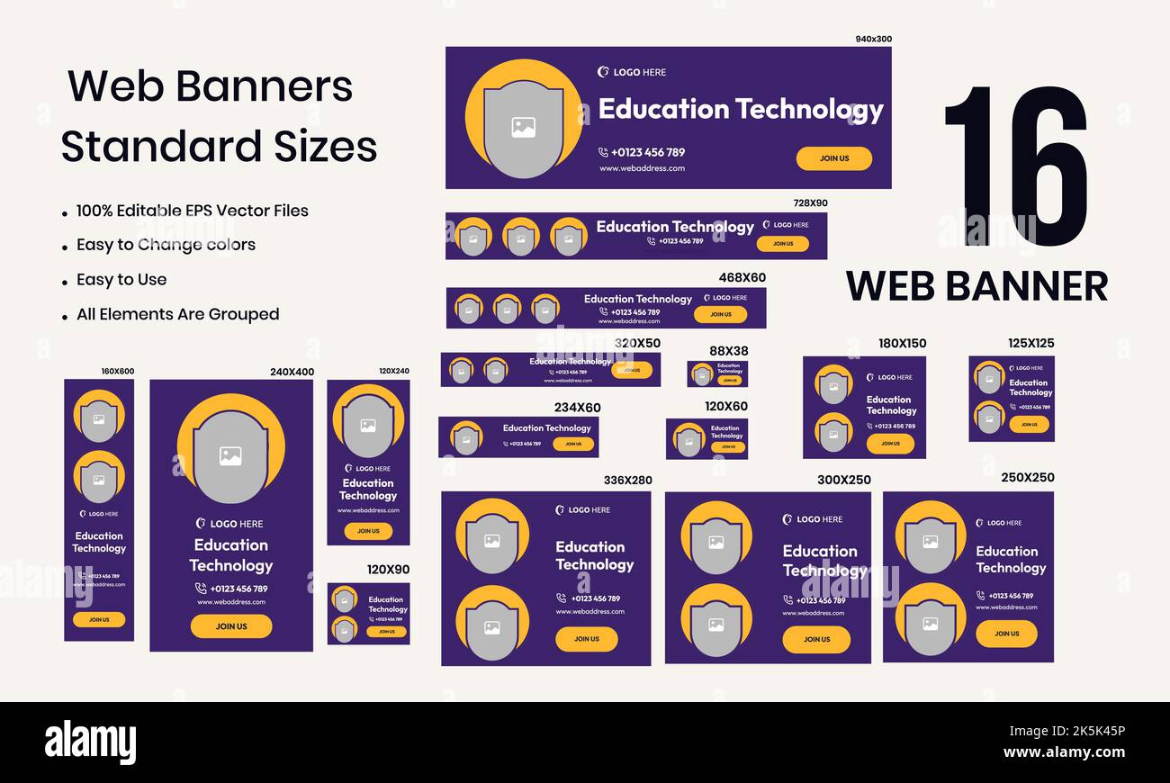 Education Technology Web Bundle Design For Social Media Post Stock ...