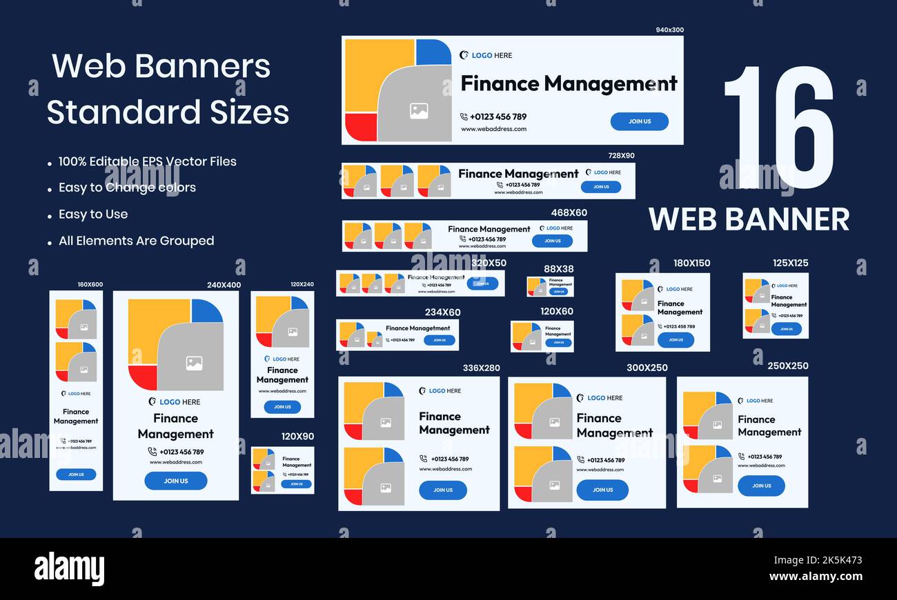 Finance Management Web Set Banner For Social Media Post Stock Vector ...