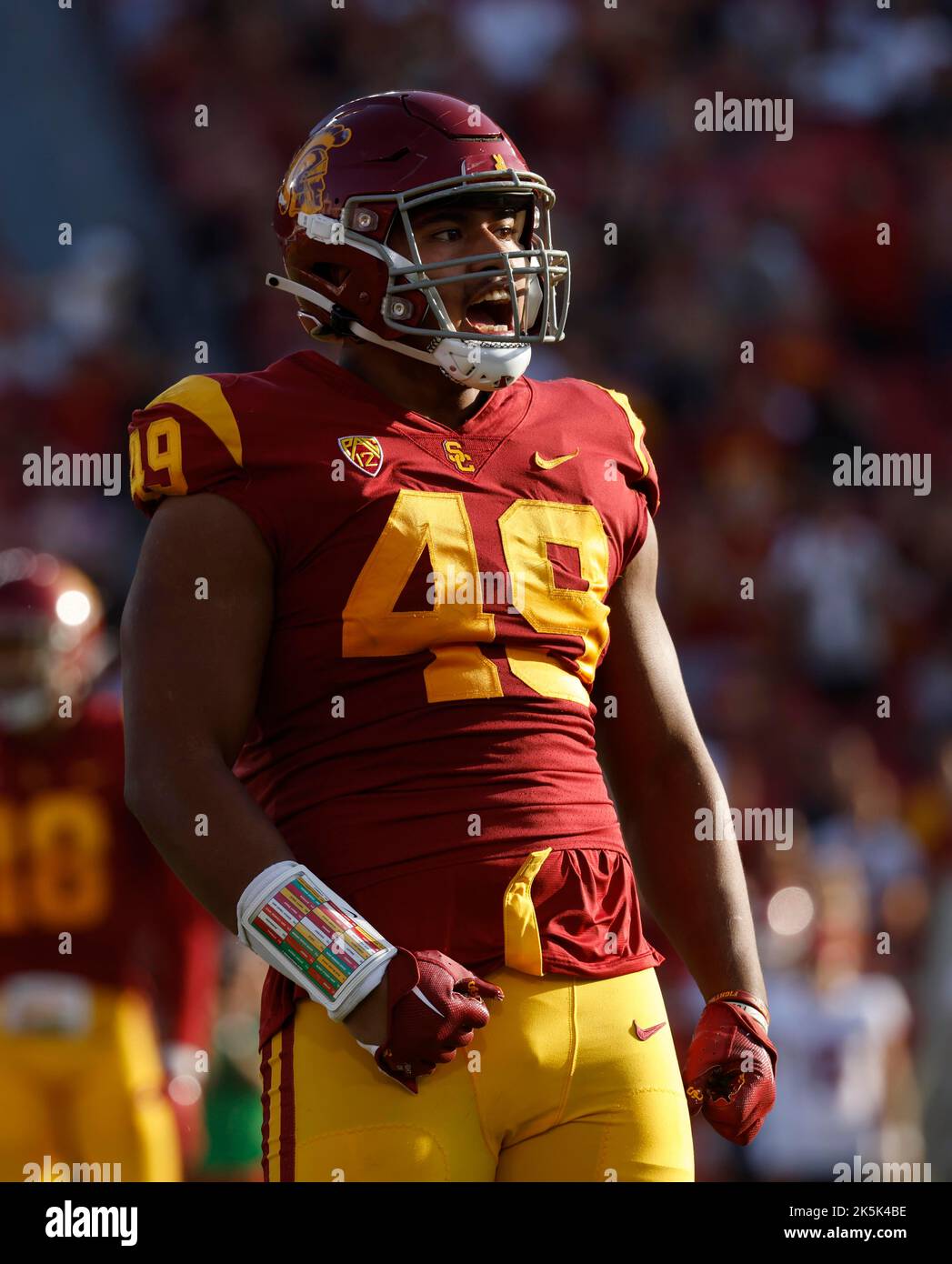 October 08, 2022 USC Trojans defensive lineman Tuli Tuipulotu #49 ...