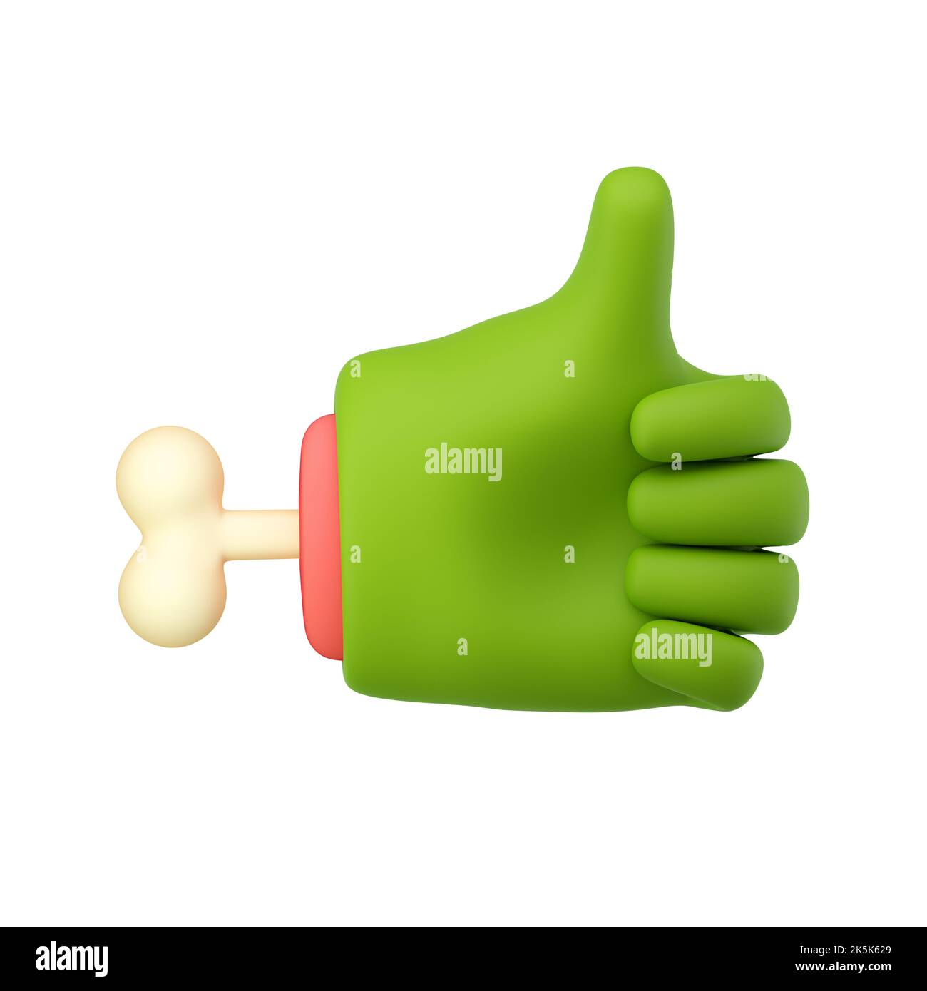3d zombie hand in plastic cartoon style. Thumb up fingers gesture ...