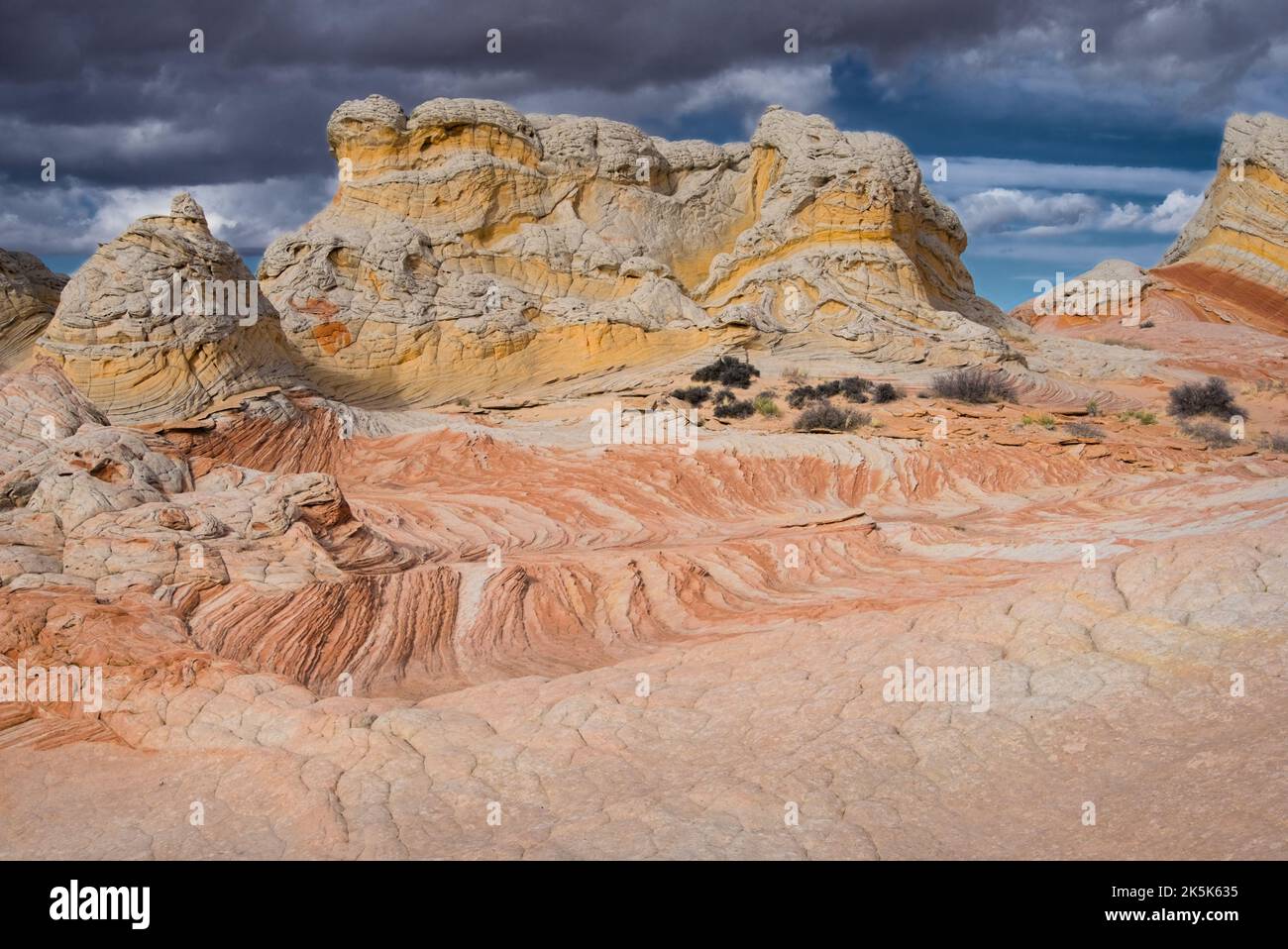 Multicolor sand formations at white pocket. It looks like on Mars Stock ...