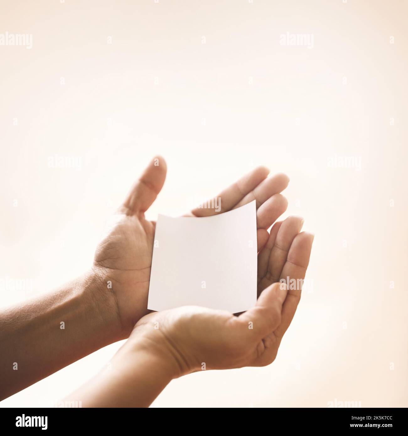 We all have something we believe in...Hands holding out a blank piece ...