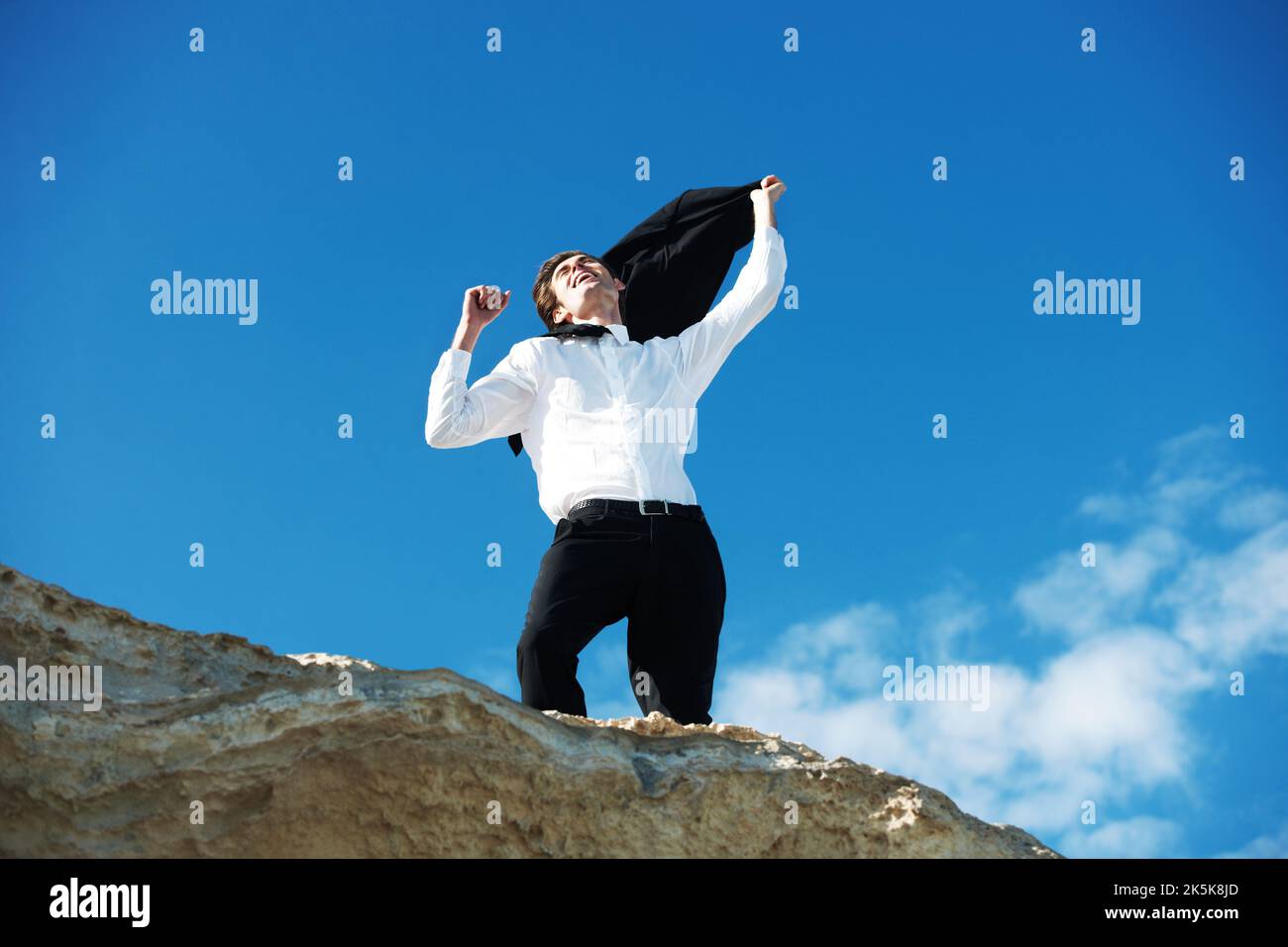 Businessman with hands breaking free hi-res stock photography and ...