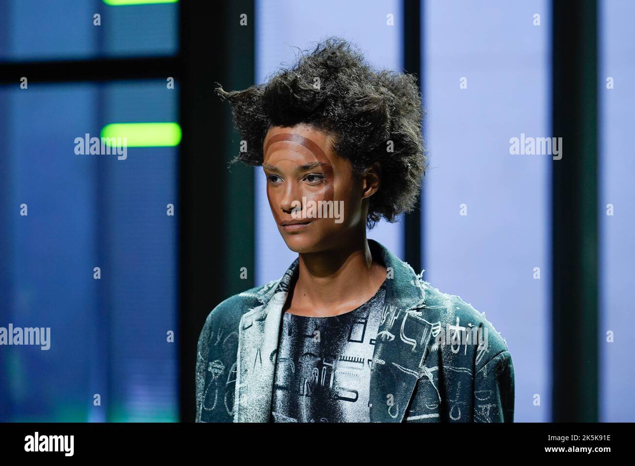 A model walks the runway during Kolovrat fashion show at ModaLisboa ...