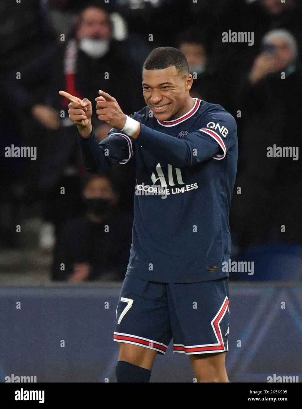 File photo dated December 12, 2021 of Kylian Mbappe of PSG celebrates ...