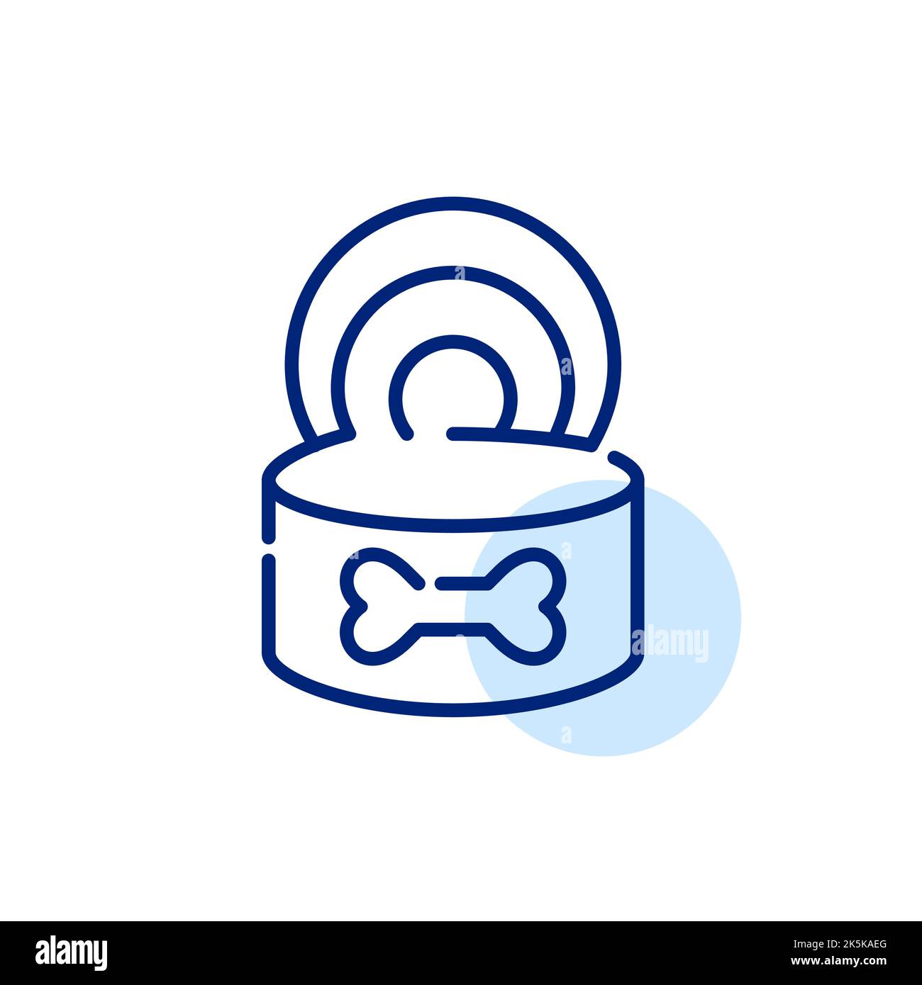 Open pet food can with bone on it. Pixel perfect, editable stroke line ...