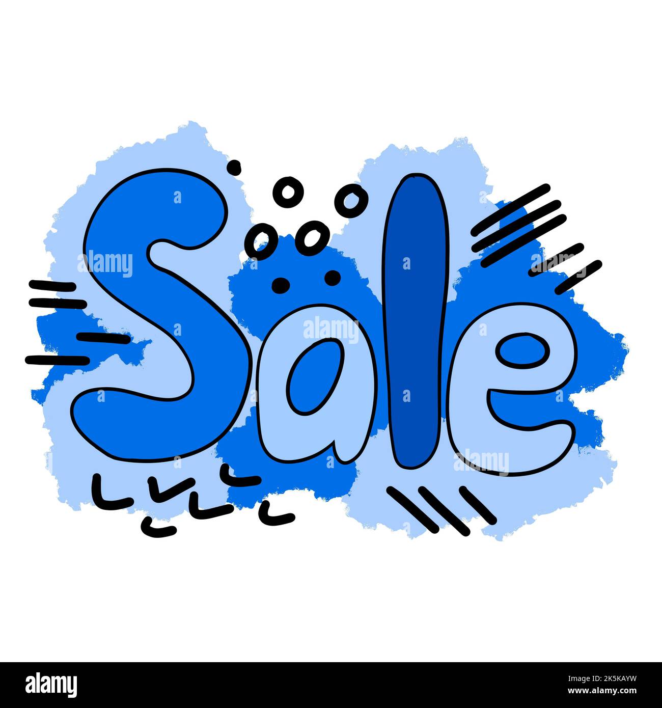 Hand drawn sale sign design element. Blue abstract geometric mid ...