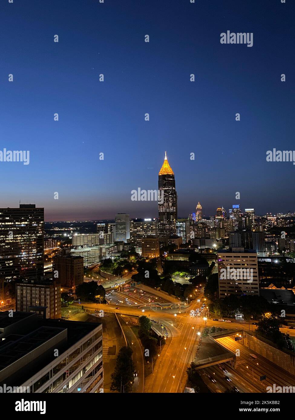 A vertical shot of Atlanta skyline at night Stock Photo - Alamy