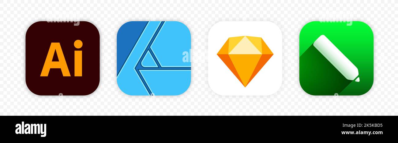 Logo of best Vector Graphics software, Adobe Illustrator, Affinity ... Logo of best Vector Graphics software, Adobe Illustrator, Affinity ...