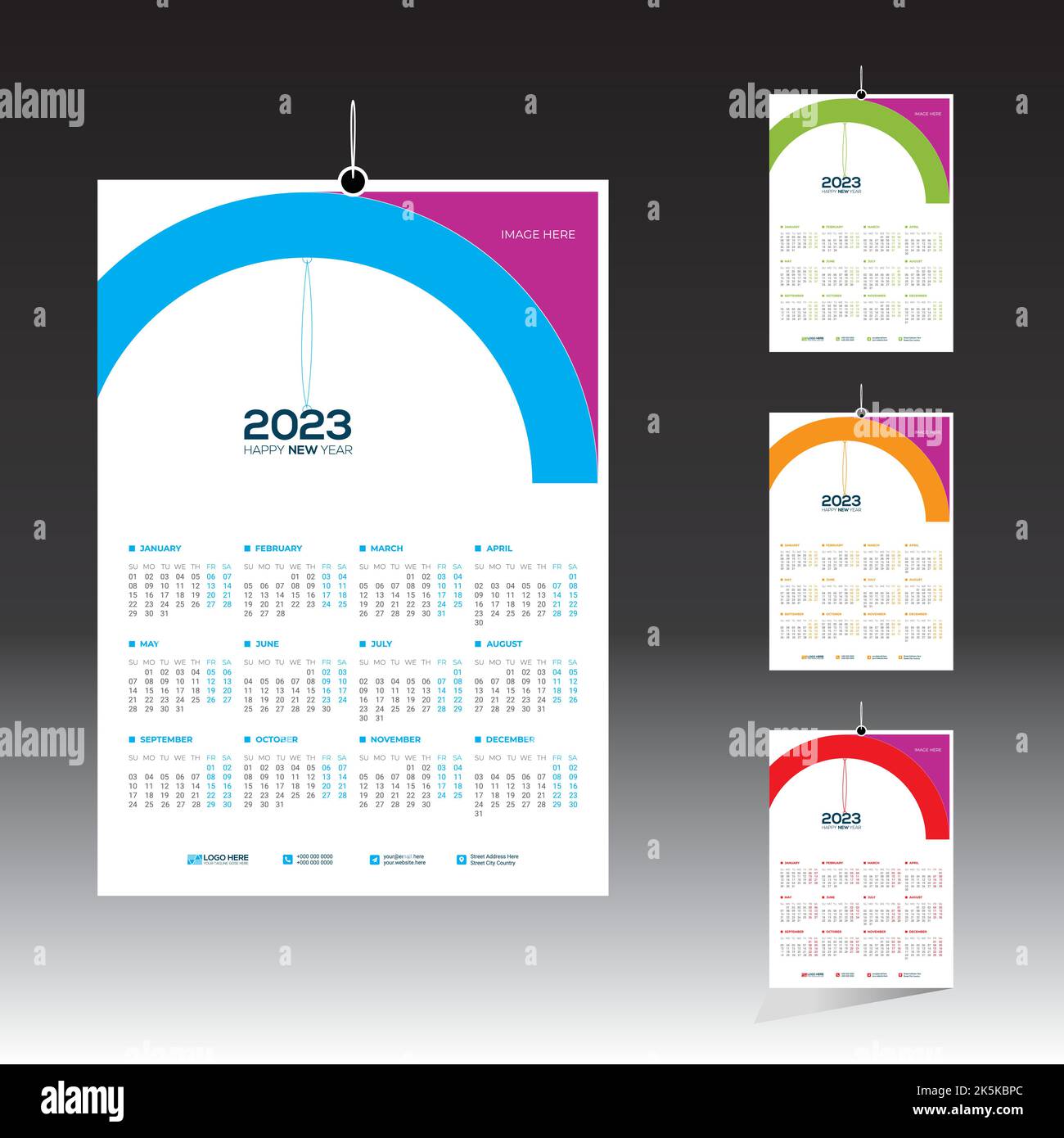 2023 wall vector calendar design Stock Vector Image & Art - Alamy