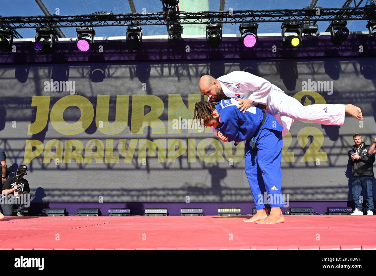 Helios Latchoumanaya French handisport judoka during the first ...