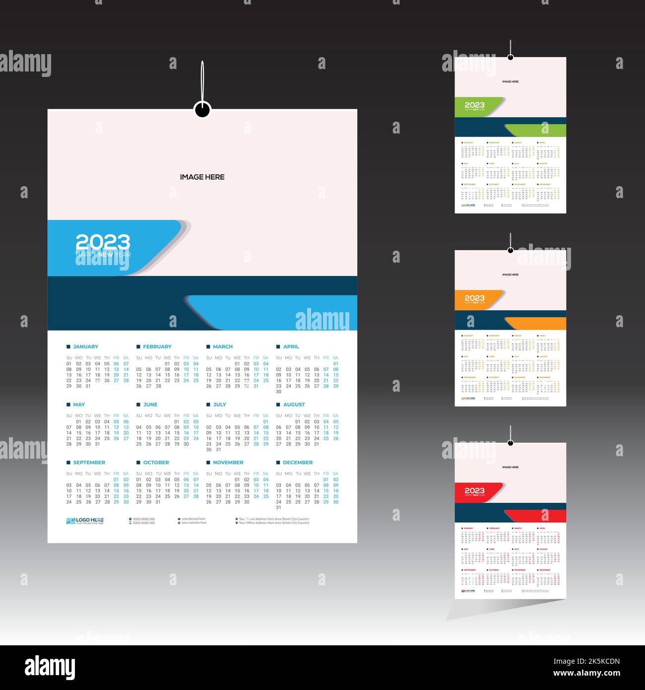 2023 wall vector calendar design Stock Vector Image & Art - Alamy