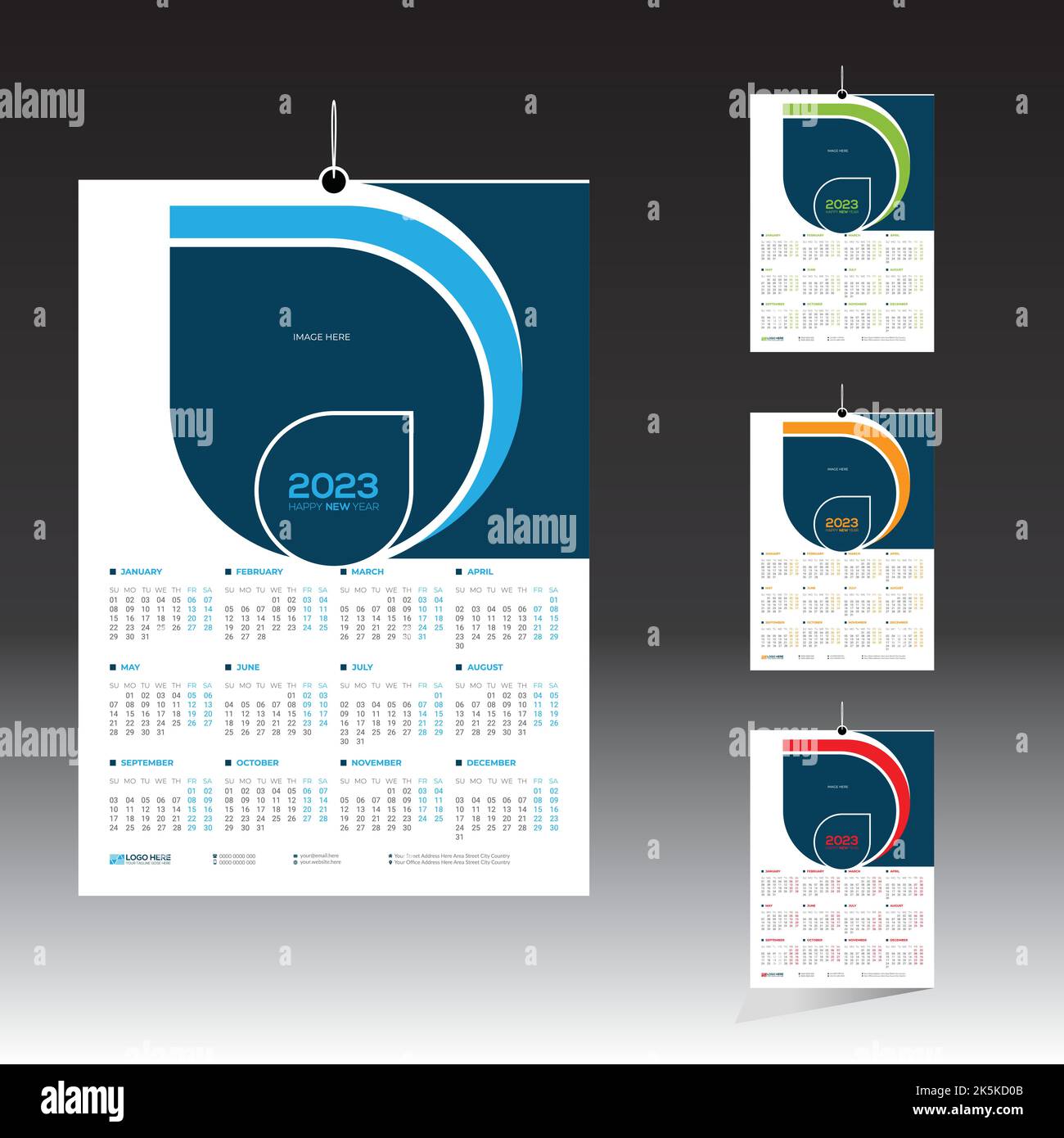 2023 wall vector calendar design Stock Vector Image & Art - Alamy