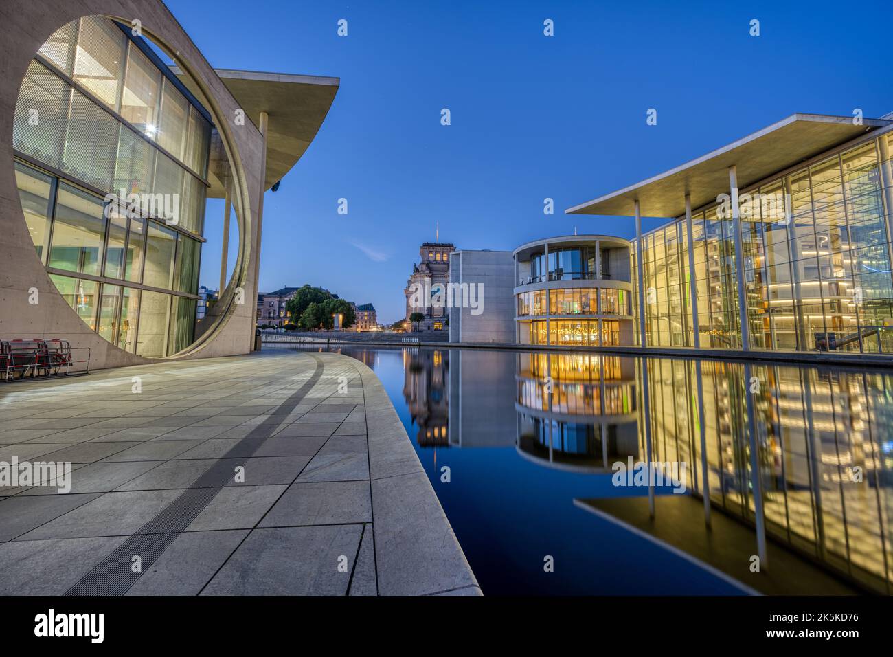 Modern buildings in Berlins government district at dawn with the ...