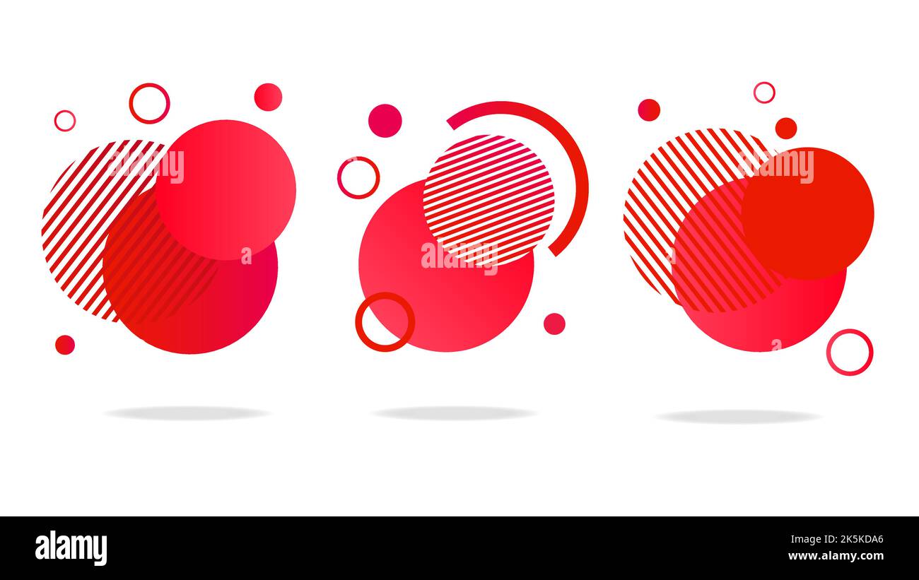 Set of round abstract badges, icons or shapes in true red colors Stock ...