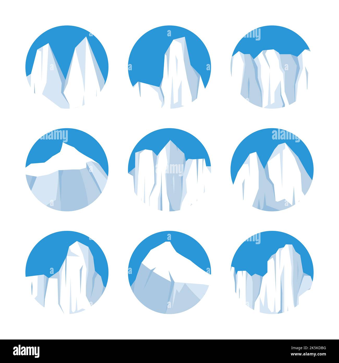 Floating icebergs collection. Drifting arctic glacier, block of frozen ...