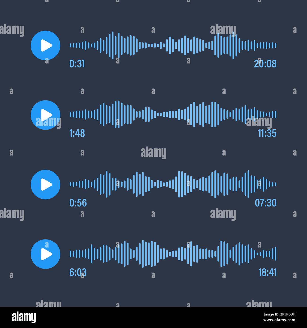 Voice message, social media chat conversation. Messaging app, music ...