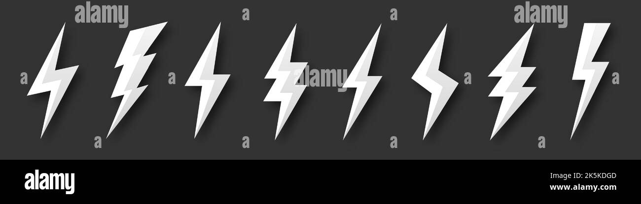 Lightning bolt icons collection. Flash symbol, thunderbolt. Simple ...