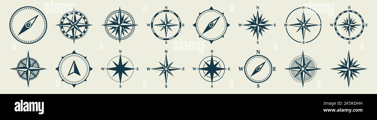 Vintage marine wind rose, nautical chart. Monochrome navigational ...