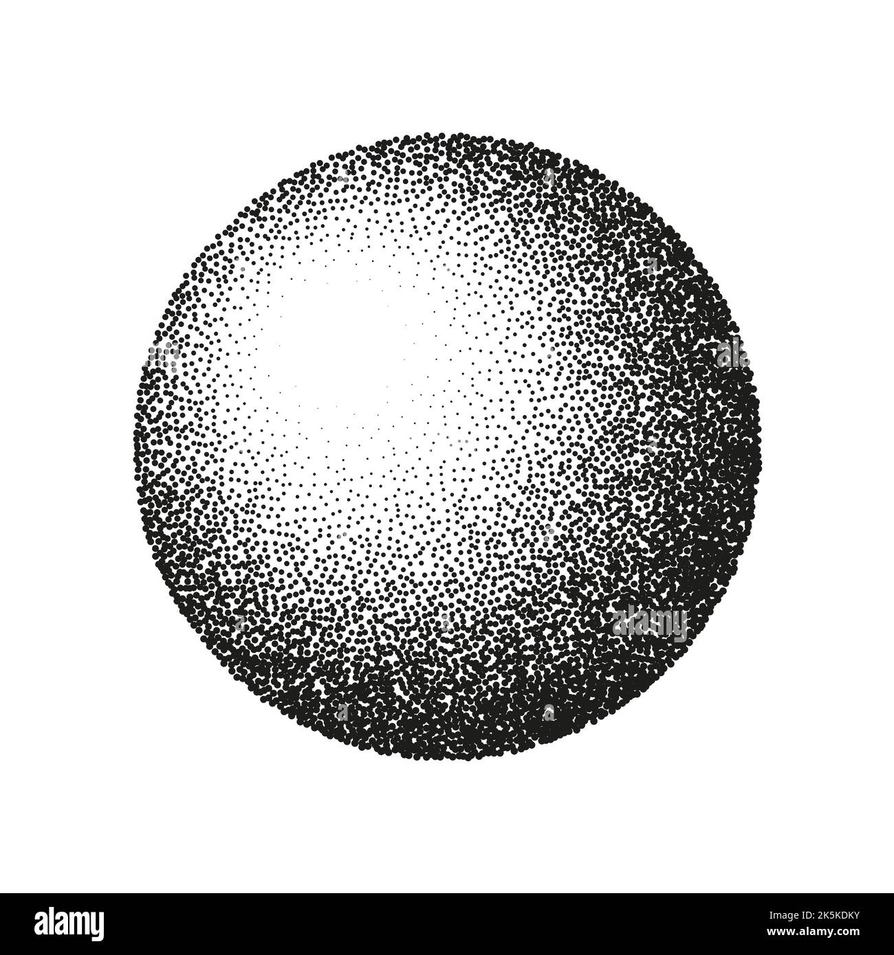 Round shaped dotted object, stipple elements. Fading gradient ...