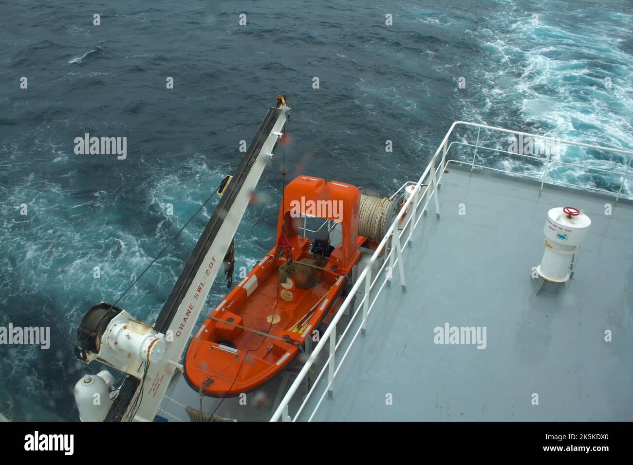 View of a merchant ships rescue boat secured on the boat deck Stock ...