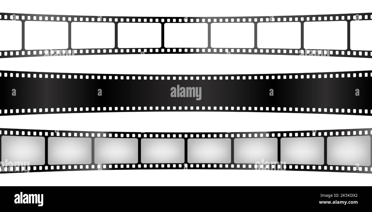 Curved film strips collection. Old retro cinema movie strip. Analog ...