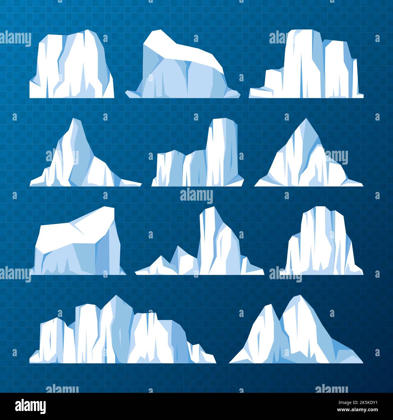 Floating icebergs collection. Drifting arctic glacier, block of frozen ...