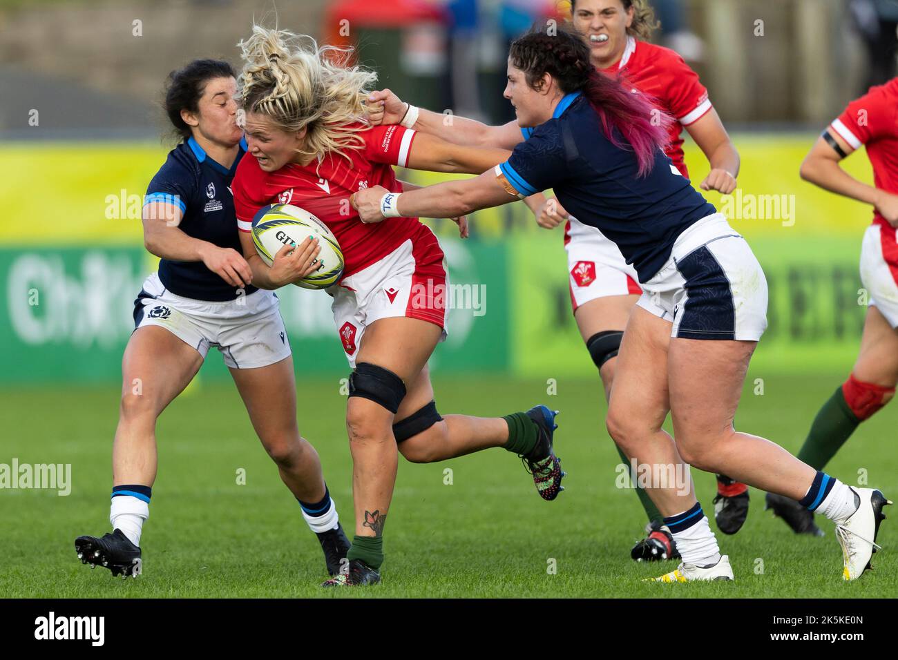 Wales' Alex Callender tires to break through Scotland's defence during ...
