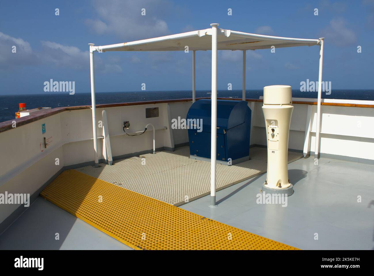 View of the bridge wings of a merchant ship underway at sea Stock Photo ...