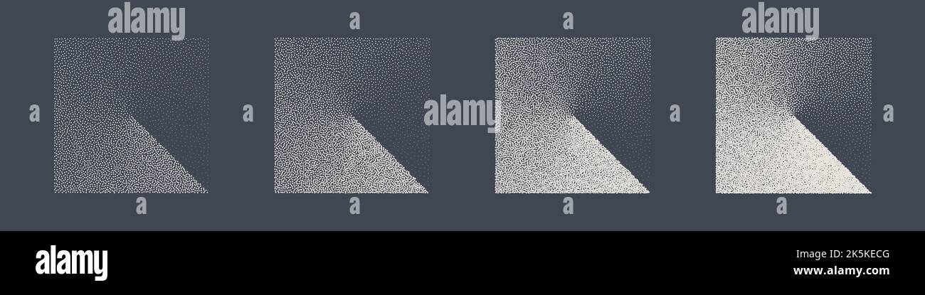 Square shaped dotted objects, stipple elements. Fading gradient ...