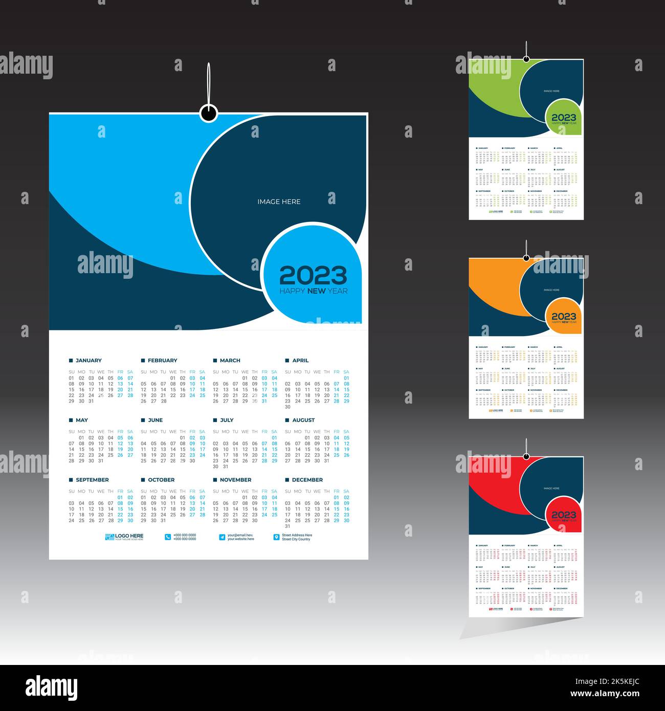 2023 wall vector calendar design Stock Vector Image & Art - Alamy