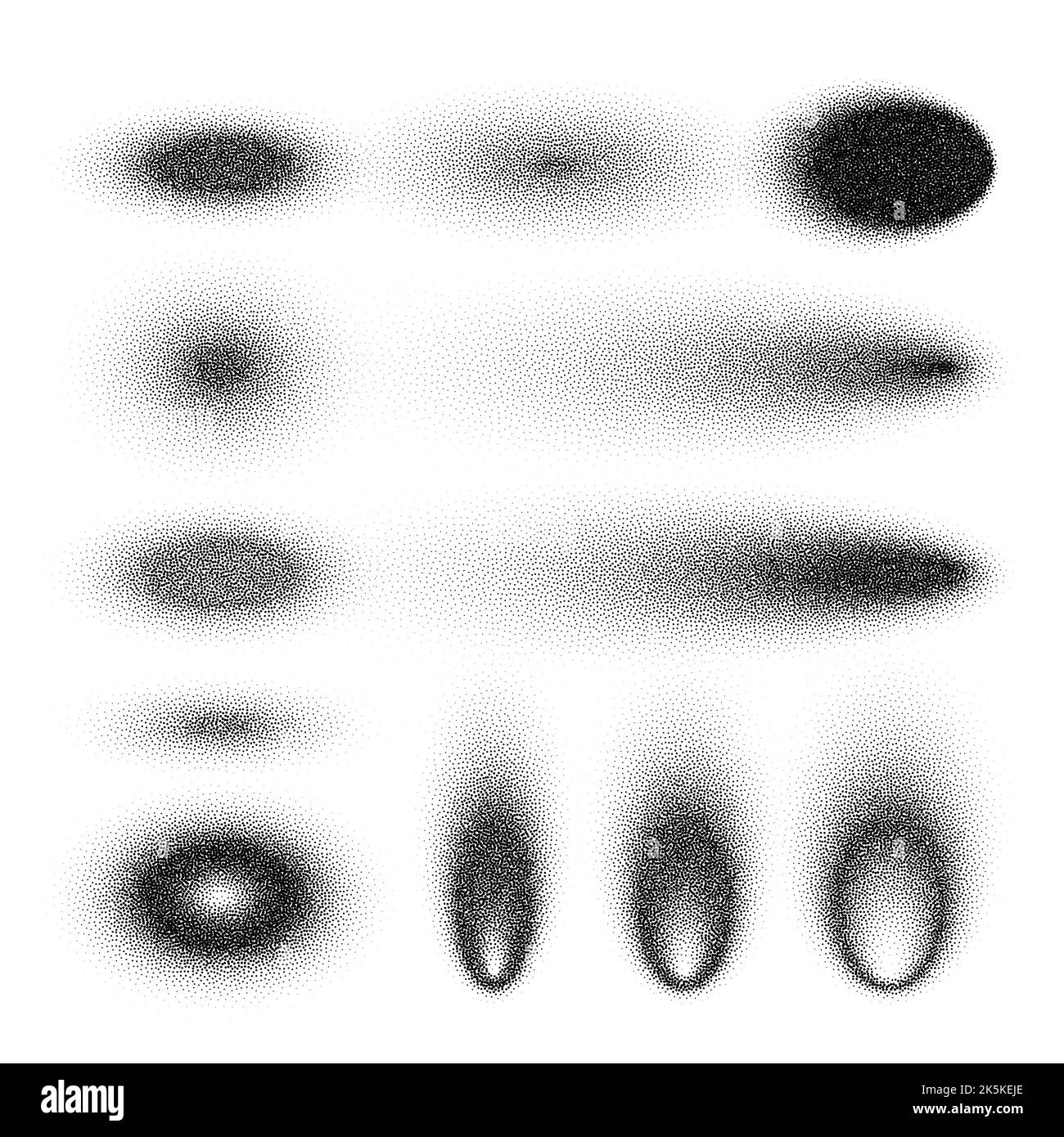 Stipple shadows set, dotted design elements. Fading gradient. Stippling ...