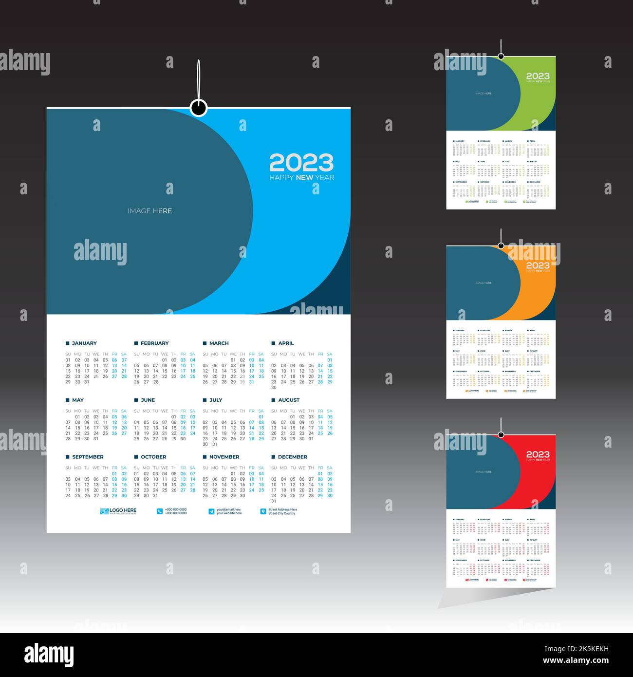 2023 wall vector calendar design Stock Vector Image & Art - Alamy