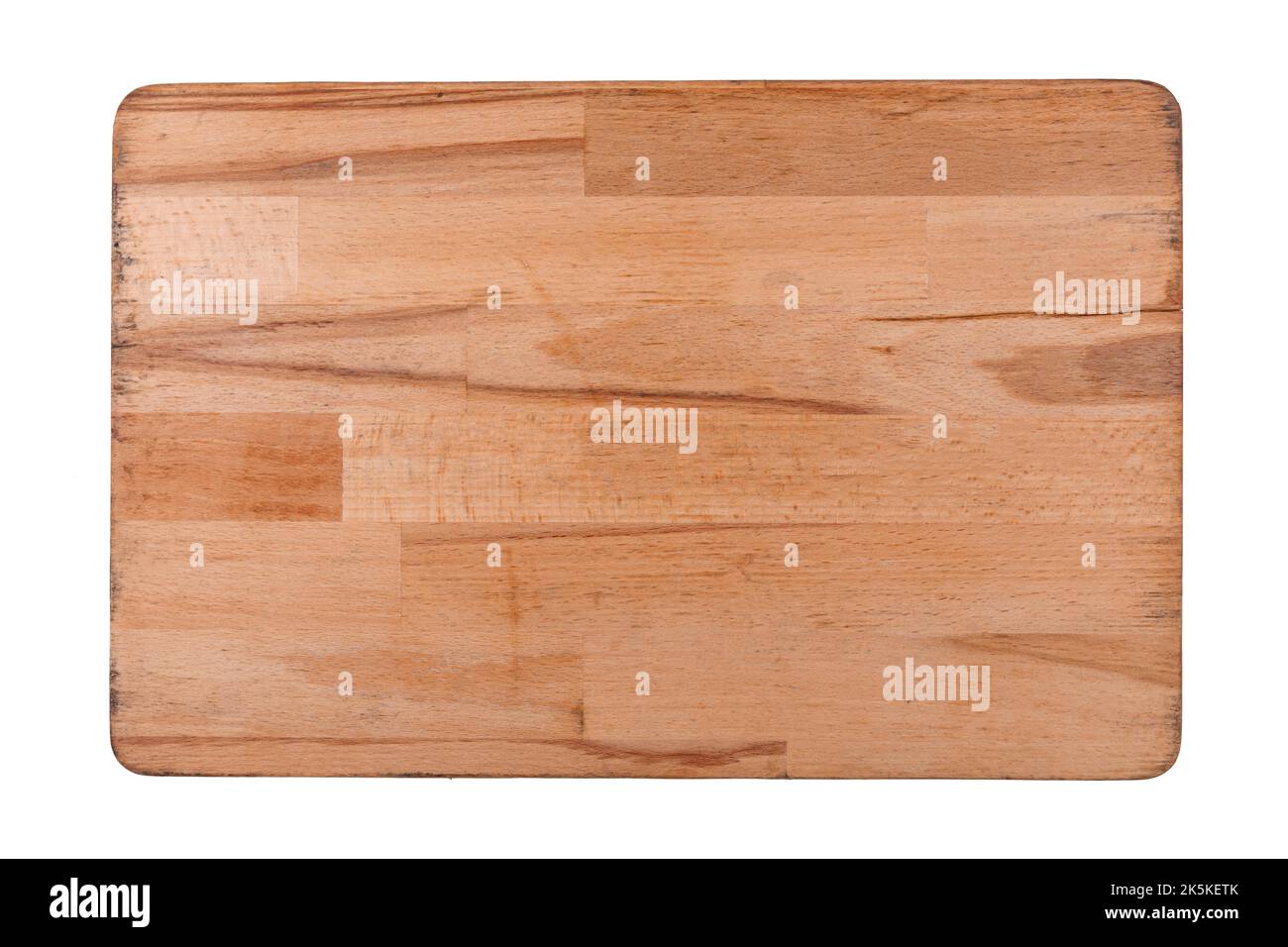 Rectangular wooden cutting board, top view, isolated on a white ...